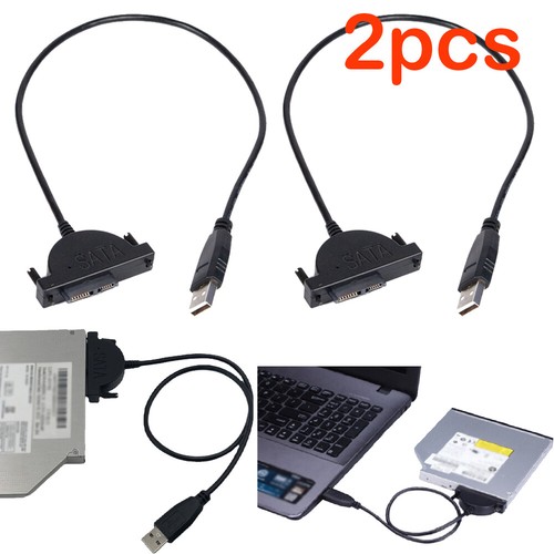 2Pcs USB 2.0 to Mini SATA 7+6 13Pin Adapter Cable for Laptop CD/DVD ROM ...