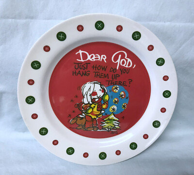 CHRISTMAS COOKIE PLATE 11 7/8" Whimsical "Dear God" Melamine Waves ...
