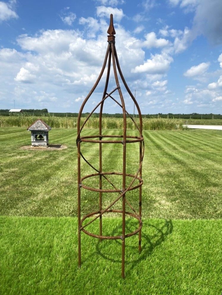40" Rose Plant Support Garden Trellis Topiary, Round Wrought Iron ...