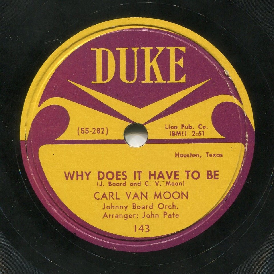 CARL VAN MOON (Lonesome Road / Why Does It Have To Be) R&B/SOUL 78 RPM ...