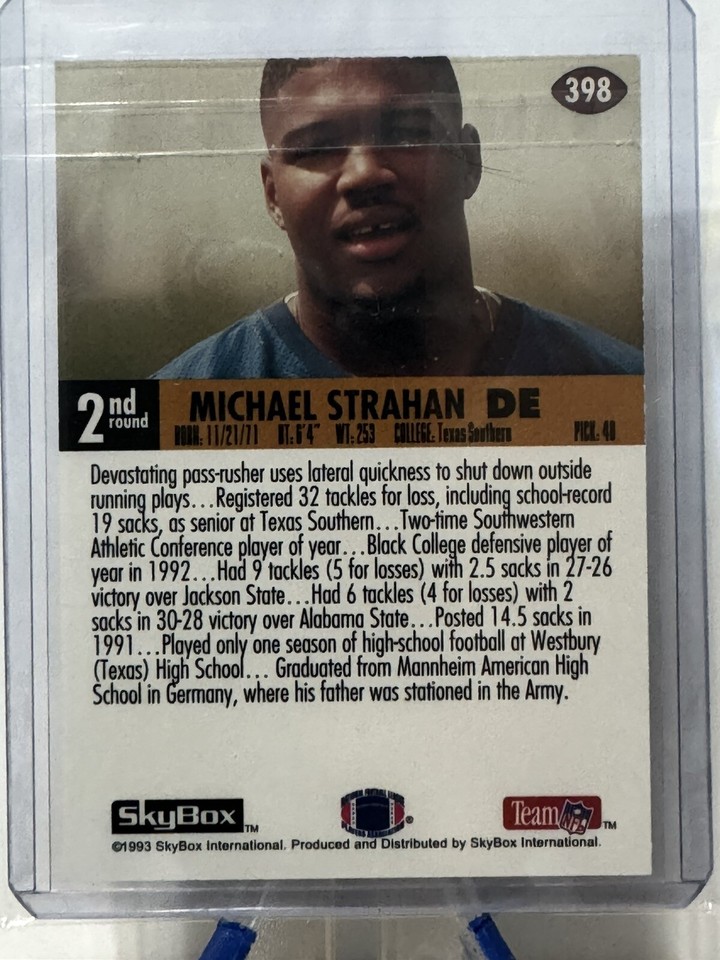 1993 Skybox Impact #398 Michael Strahan Rookie Card Rc NFL New York ...