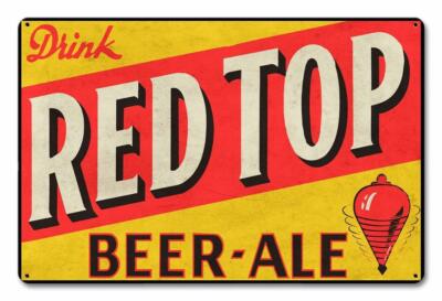 Red Top Beer Ale Bewery Lager Metal Sign MAN CAVE GARAGE Body Shop ...