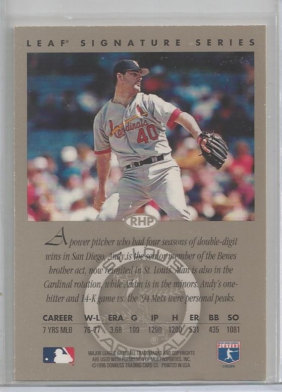 1996 Leaf Signature Autographs - Andy Benes Auto / SP | eBay