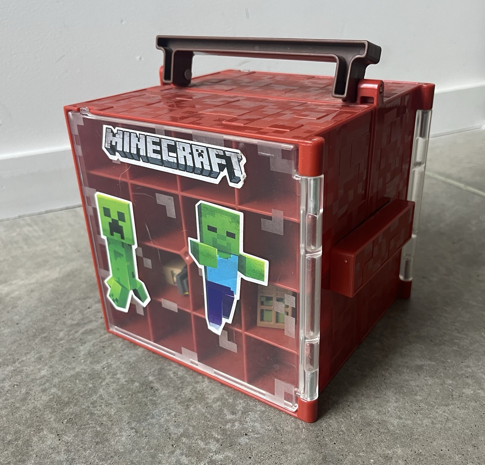 Minecraft Mini Figure Collector Red Case Storage Cube Mattel 2014 ...