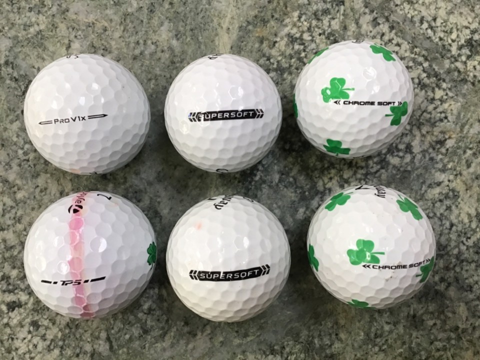 6x Irish 3 & 4 Leaf Clover Golf Balls Callaway Titleist TM 5A/4A **NICE ...