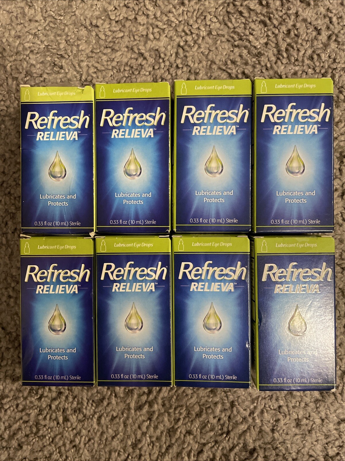 Lot Of 8 Refresh RELIEVA Lubricant Eye Drops 0.33 oz 10mL New Exp 4/ ...