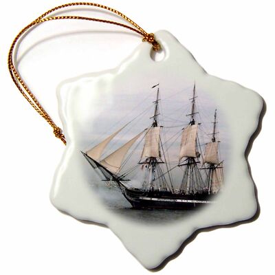 3dRose USS Navy Constitution Ship 3 inch Snowflake Porcelain Ornament ...