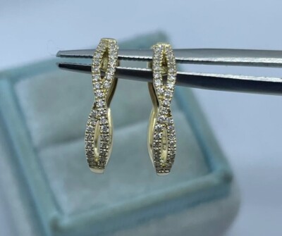 1Ct Lab Created Diamond Infinity Huggie Hoop Earrings 14K Yellow Gold ...
