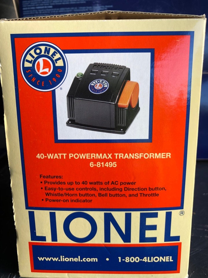 Lionel 6-81495 O Gauge 40W 40 Watt Powermax Transformer NEW IN BOX | eBay