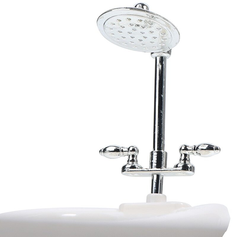 Dollhouse 1/12 Scale Miniature Shower White Bathtub Bathroom Plastic ...