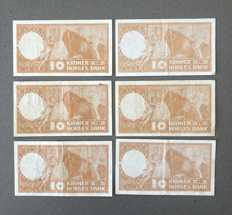 NORWAY SIX 10 KRONER CURRENCY NOTES 1967-1972 | eBay