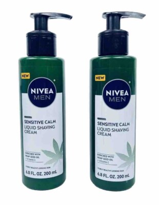 2 Pack of Nivea Men Sensitive Calm Liquid Shaving Cream Pump Bottle 6.8 ...