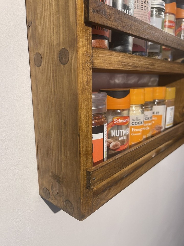 Handmade Rustic Wooden Spice Rack, From Reclaimed Wood, Kitchen Storage ...