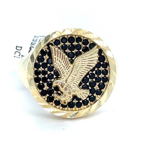 14k Yellow Gold Black CZ Eagle Ring 6.60g Size 10 | eBay