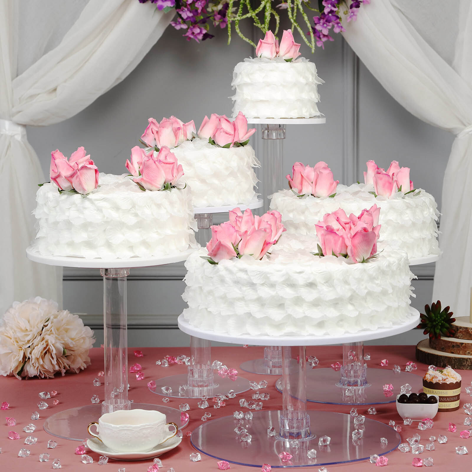 5 Tiers ACRYLIC Clear CAKE STAND Wedding Birthday Cupcake Display Cake ...