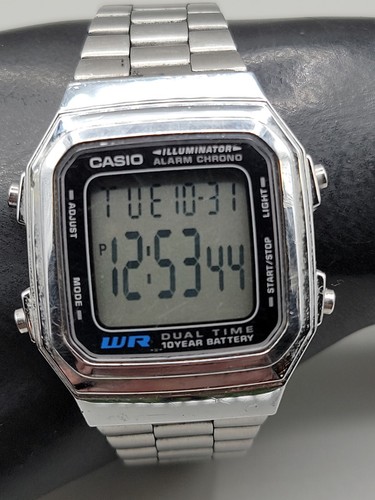 Vintage Casio LCD Watch AR Illuminator Alarm Chrono 34mm 6.5" A178W ...