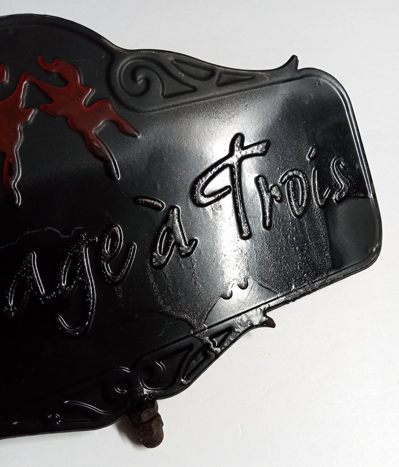 Menage a Trois Wine Double Sided Embossed Advertising Sign Metal 8"h x ...