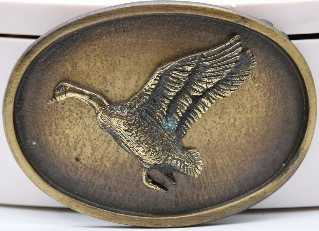 Vintage Canadian Goose Solid Brass Belt Buckle Metal … - Gem