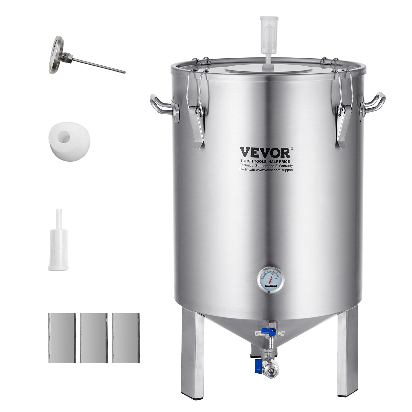 VEVOR 16 Gal Stainless Steel Home Brew Kettle Set Beer Brew Bucket ...
