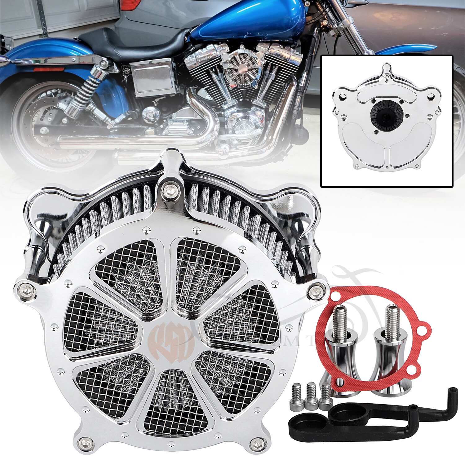 RSD Air Cleaner Gray Intake Filter Kit For Harley Dyna Street Bob FXDB ...