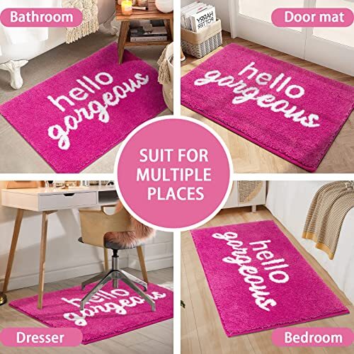 Pink Bathroom Rugs Hello Gorgeous Bath Mat for Bathroom 32"L x 20"W Hot ...