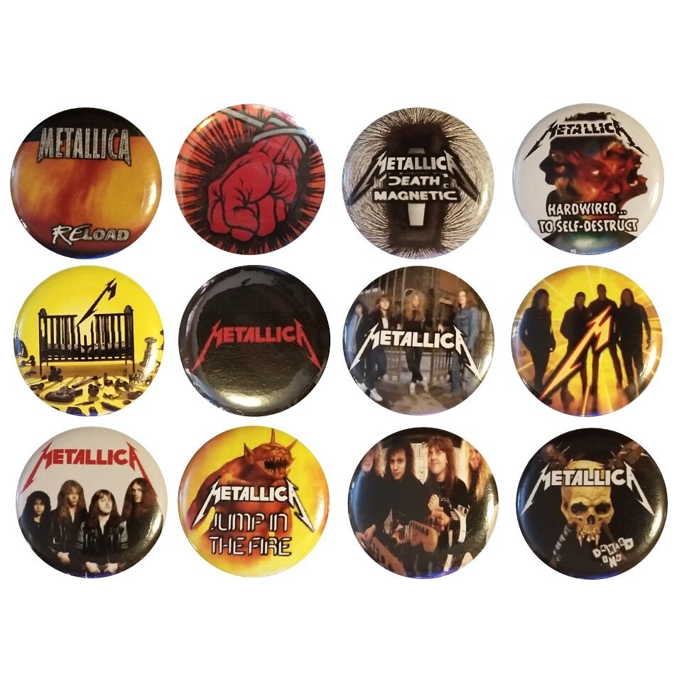 80's 90's Rock Band Metal Thrash Buttons/Pins - Metallica Discography ...