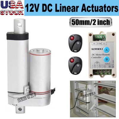 12 Volt 2" inch Linear Actuator W/ Wireless Remote Control Controller ...