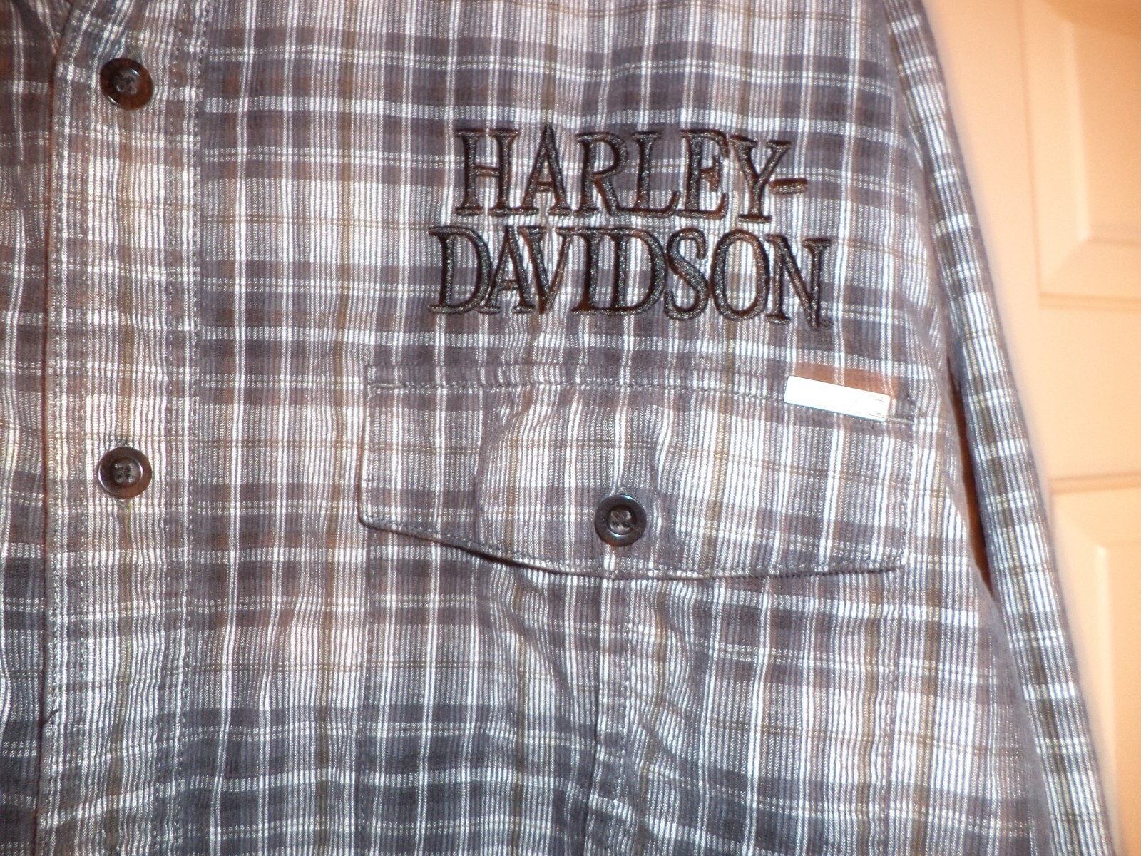 HARLEY DAVIDSON BLACK PLAID FLANNEL 2X EMBROIDERY FRO… - Gem