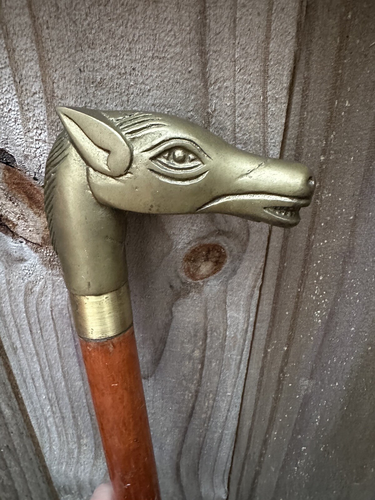 Cane Walking Antique Solid Brass Horse Head Cane Walk… - Gem