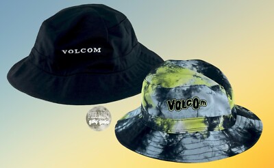 New Volcom Reversible Black / Yellow Tie Dye One Size Mens Flexfit ...