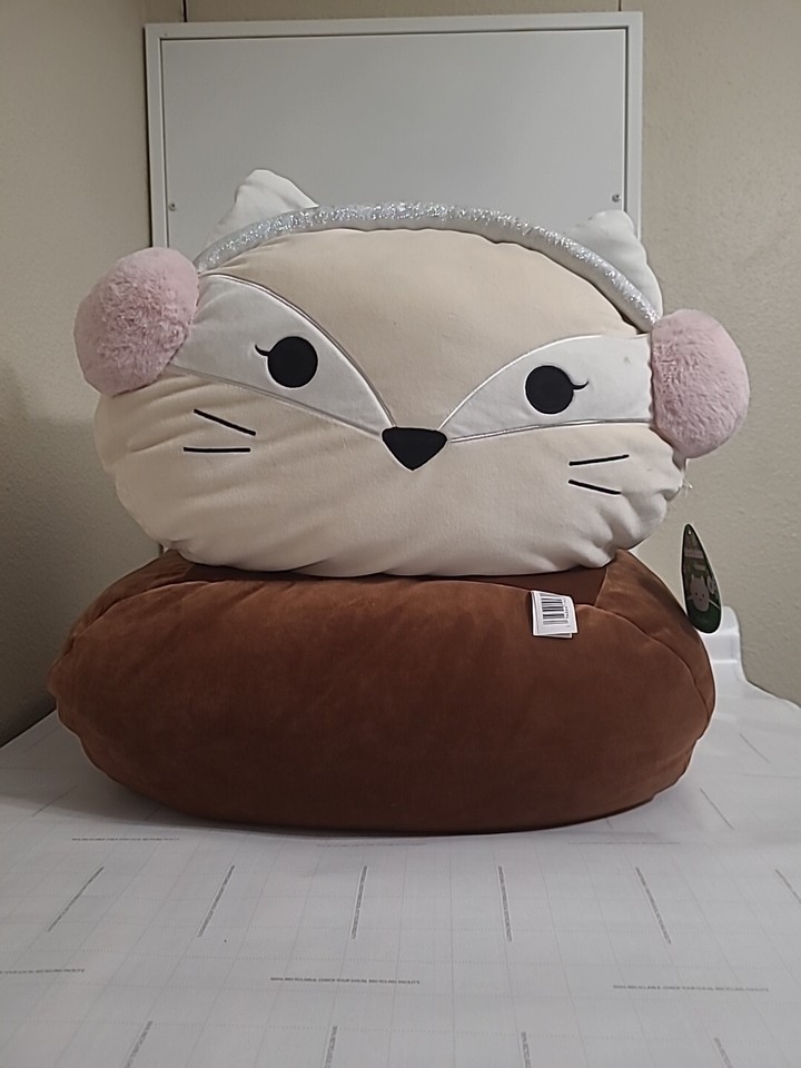 NEW Squishmallows Nadine Fox Creme Pink Ear Muffs 20" Plush Stackable ...