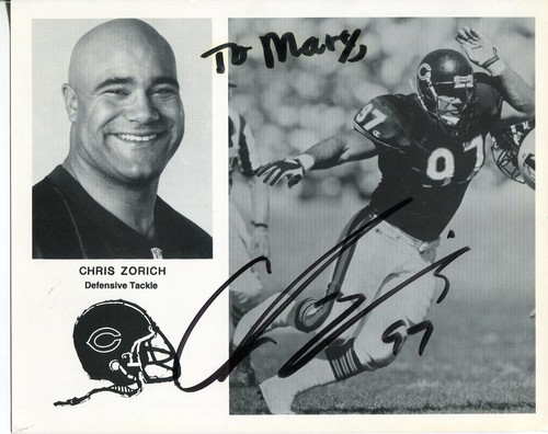 Chris Zorich Autograph Football Player Notre Dame Chicago Bears Signed ...