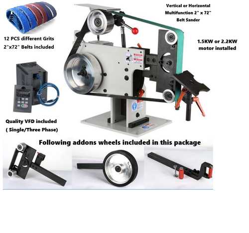 2" x 72" Belt Sander Grinder Linisher FULL Chassis 2.2KW Motor VFD ...