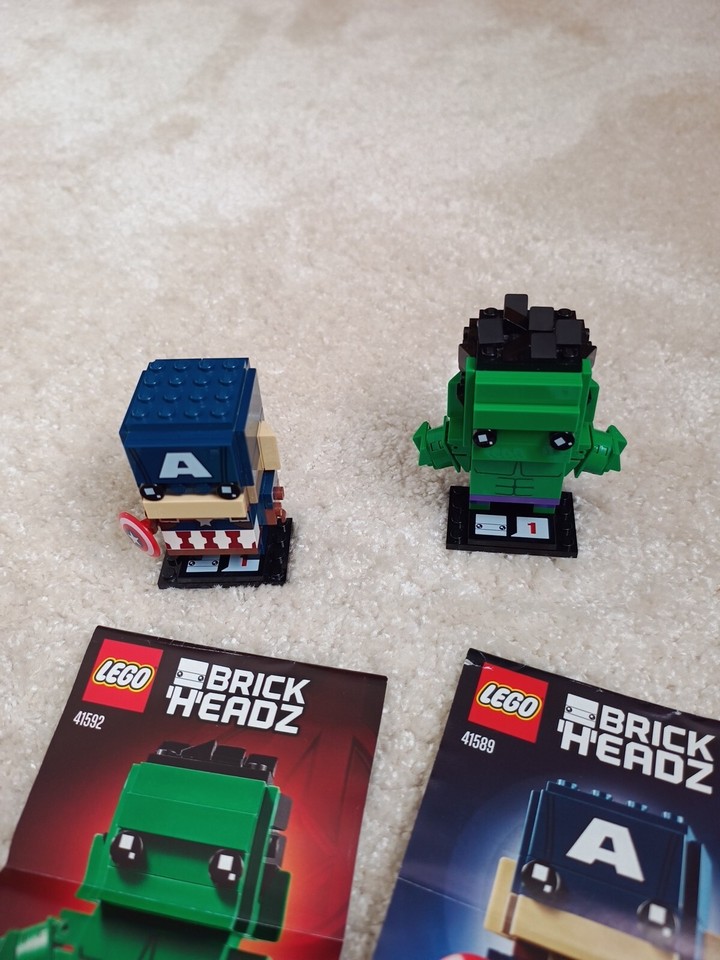 Lego Brick Heads Hulk 41592 and Captain America 41589 Brickheadz | eBay
