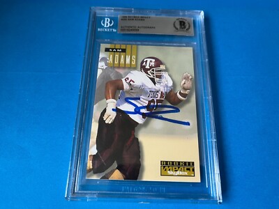Sam Adams Seahawks 1994 Skybox Impact Card Signed Auto Beckett BAS ...