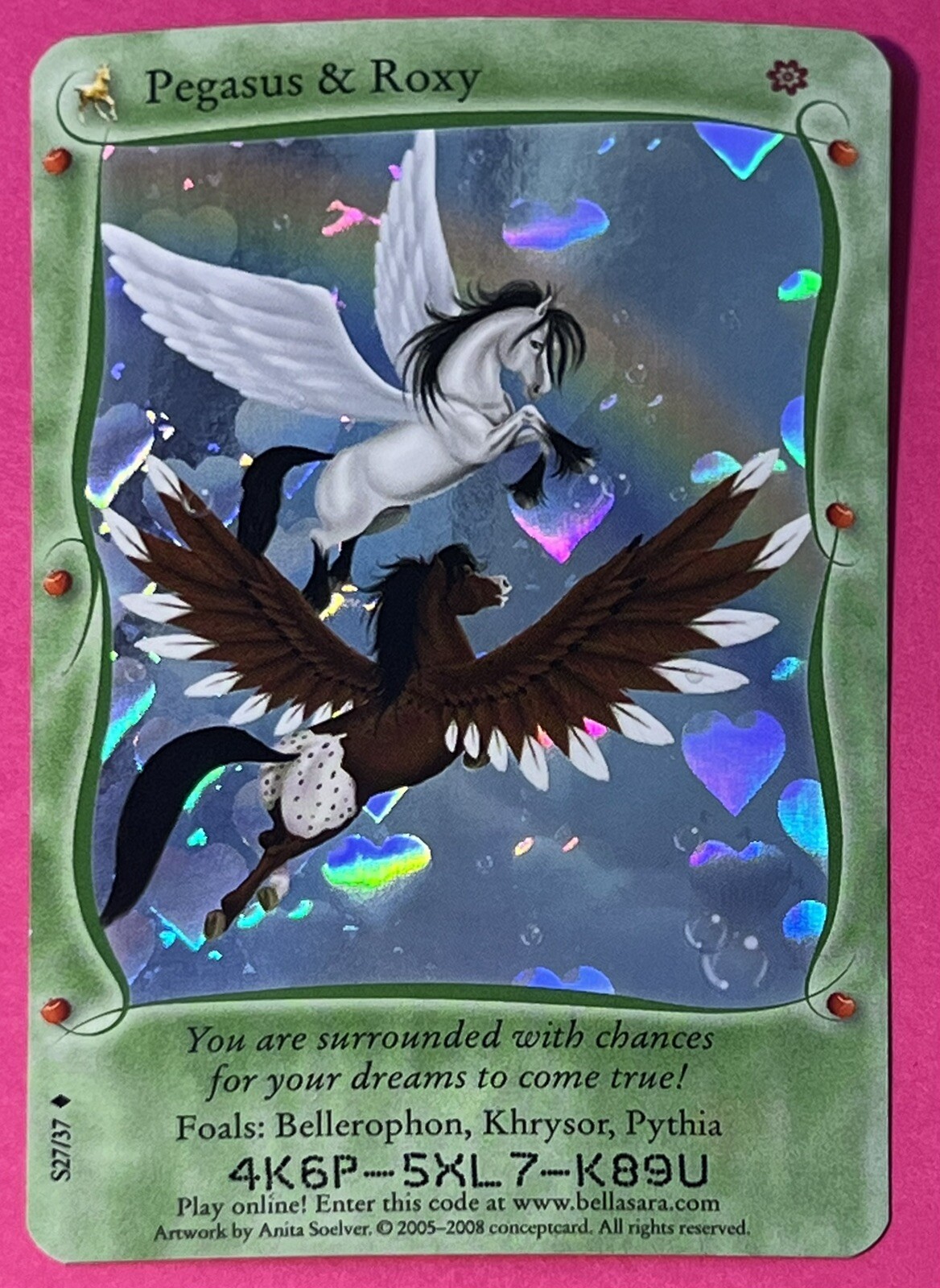Bella Sara Series 7 Baby Bella - S27/37 - PEGASUS & ROXY Rare Shiny Foil Card | eBay