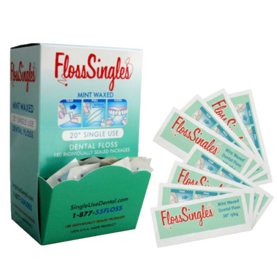 Flosssingles Packets Mint Waxed, Single Use Floss Individually Wrapped ...