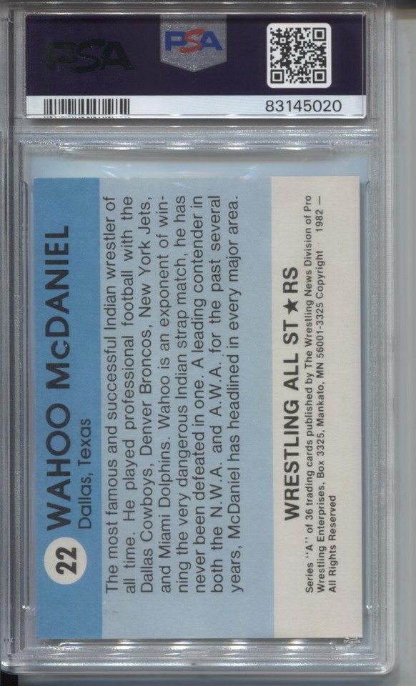 Wahoo McDaniel 1982 Wrestling All Stars Series A #22 PSA 8 NM-MT | eBay