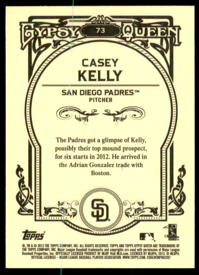 2013 TOPPS GYPSY QUEEN CASEY KELLY RC SAN DIEGO PADRES #73 | eBay