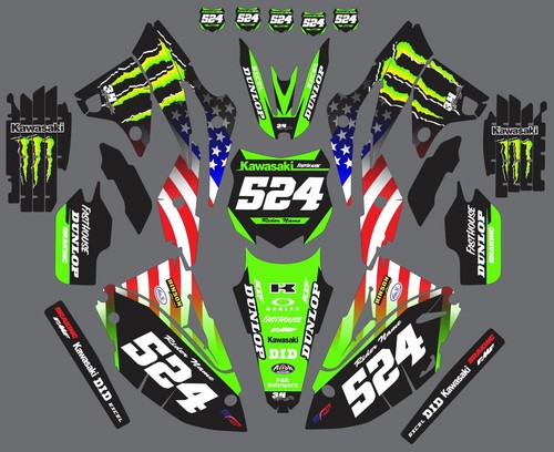 Graphic Kit for 2013- 2016 Kawasaki KX250f KX 250f American Monster ...
