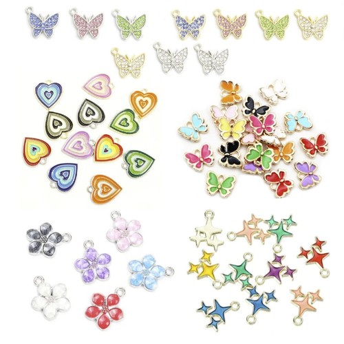 10pcs Enamel Rhinestones Inlaid Charms DIY Loop Pendant Charms ...