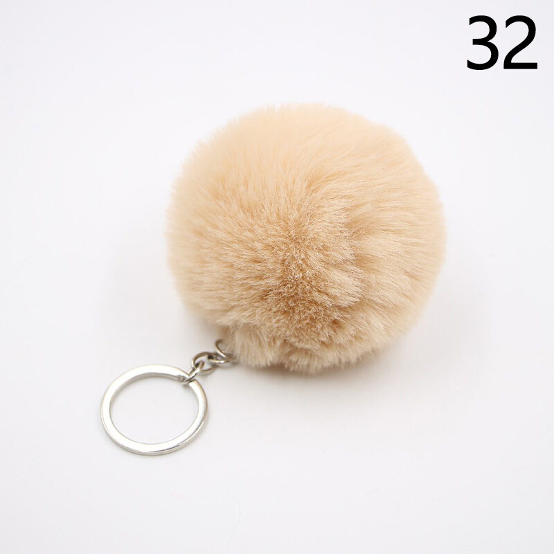 Soft Fur Fluffy Ball Keychain PomPom Key Chains Keyring Charms Handbag ...