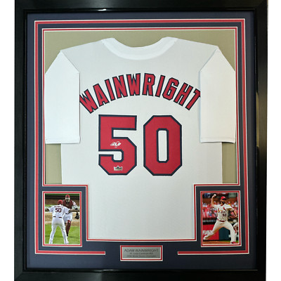 Framed Facsimile Autographed Adam Wainwright 35x39 St Louis White ...