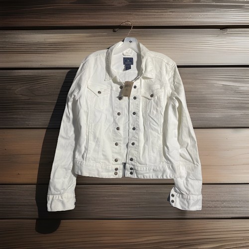 Lucky Brand White Denim Jacket Snaps Pockets New With Tag Size XL | eBay