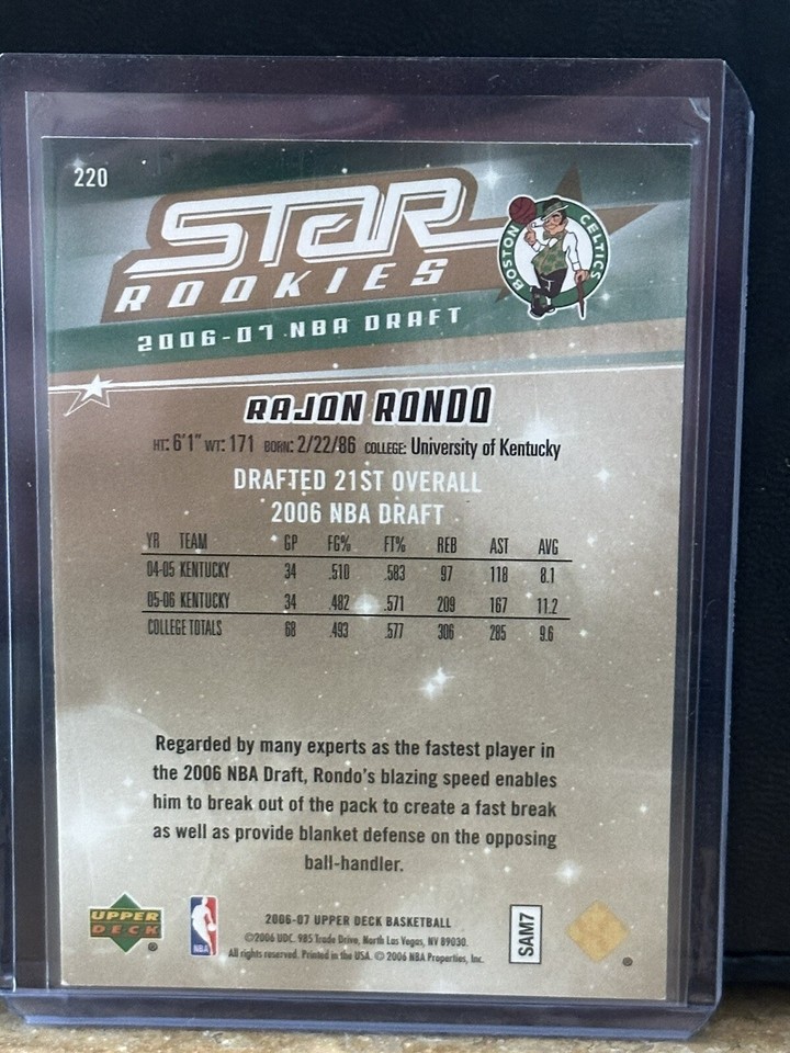 2006 Upper Deck #220 Rajon Rondo Star Rookies Hot Pack Gold! Boston ...