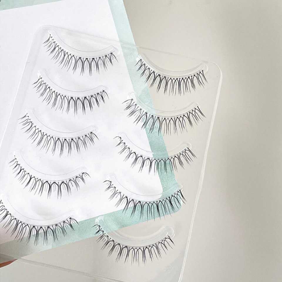 5pairs 3D V Shaped False Eyelashes Natural Transparent Stem Lashes ...