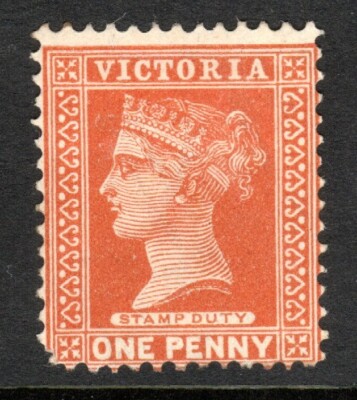 1900 Victoria State Postage / Stamp Duty, one penny, Brown, Mint hinged ...