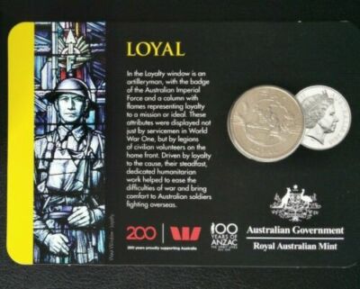 OFFICIAL 2018 LOYAL ANZAC SPIRIT VALUES CARDED 20c ANZAC LOYAL COIN | eBay