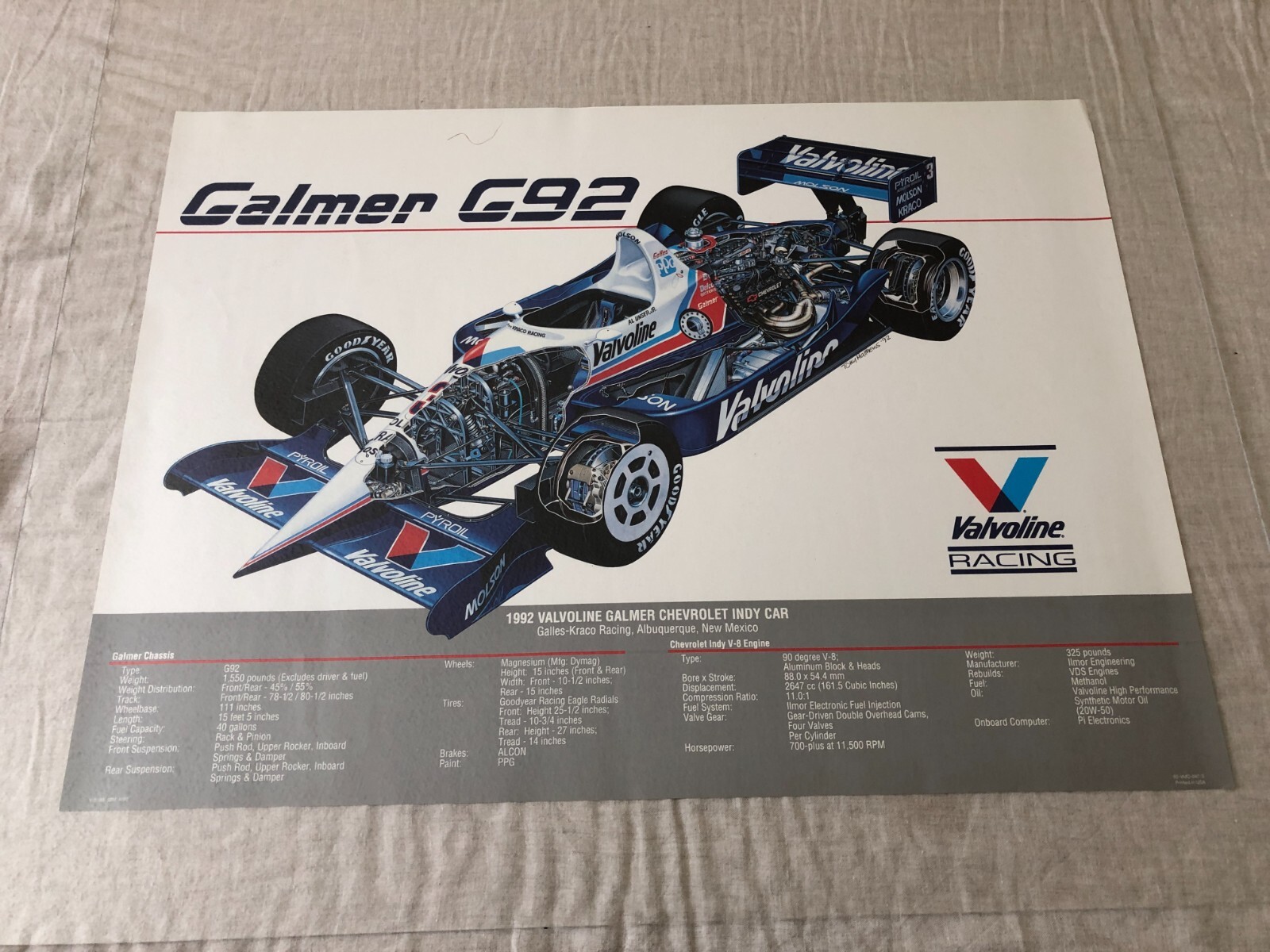 Vintage Original Car Advertisement Poster | 92 Chevy Valvoline Galmer ...