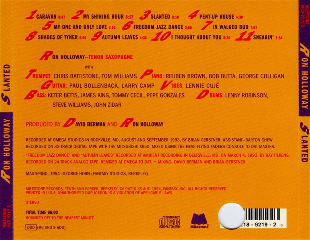 RON HOLLOWAY SLANTED NEW CD 25218921923| eBay